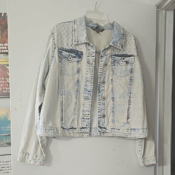 Baccini | Jackets & Coats | Baccini Blue And White Jean Jacket ...